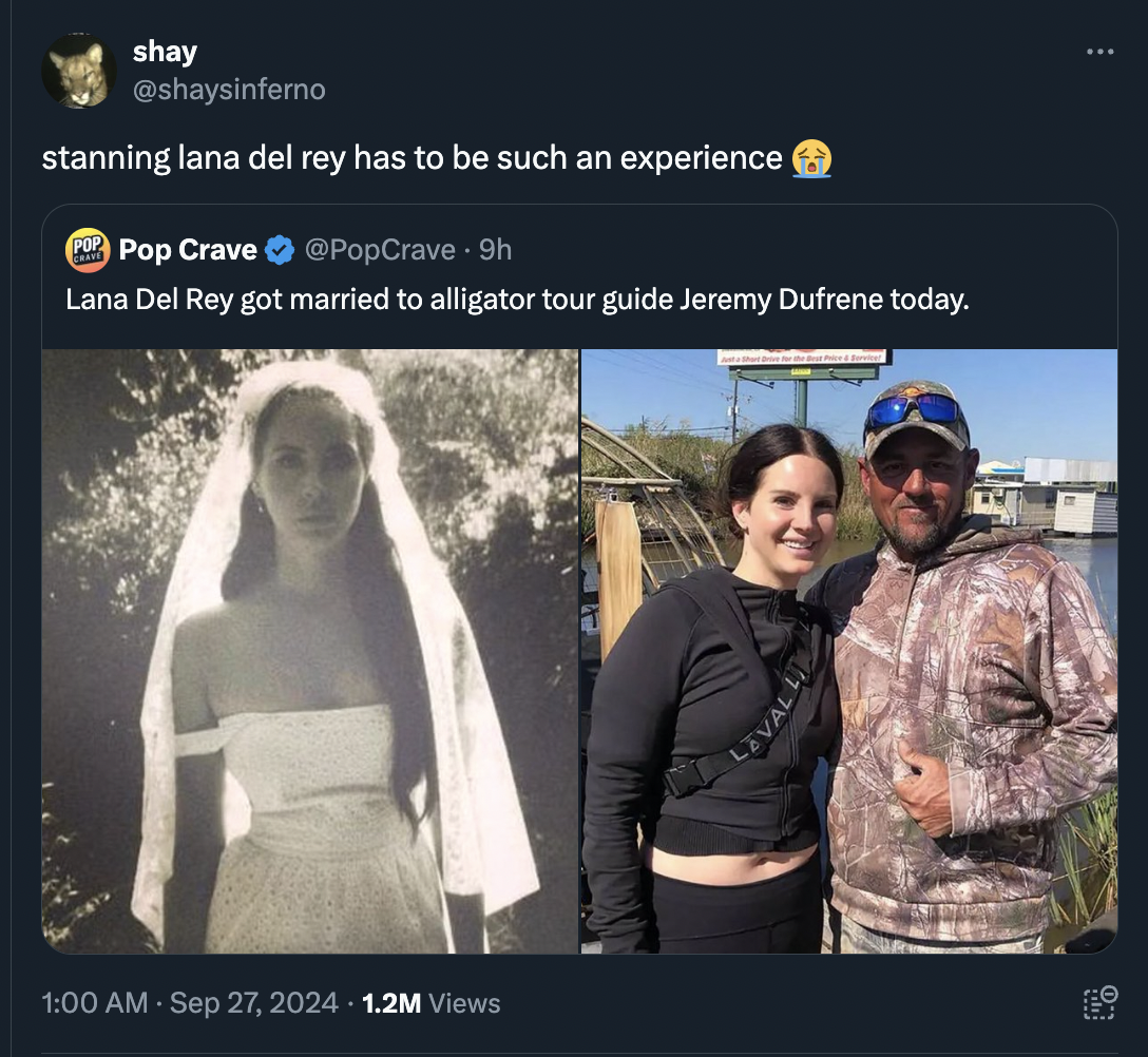 17 Tweets Reacting to Lana Del Rey's Wedding to Alligator Tour Guide ...