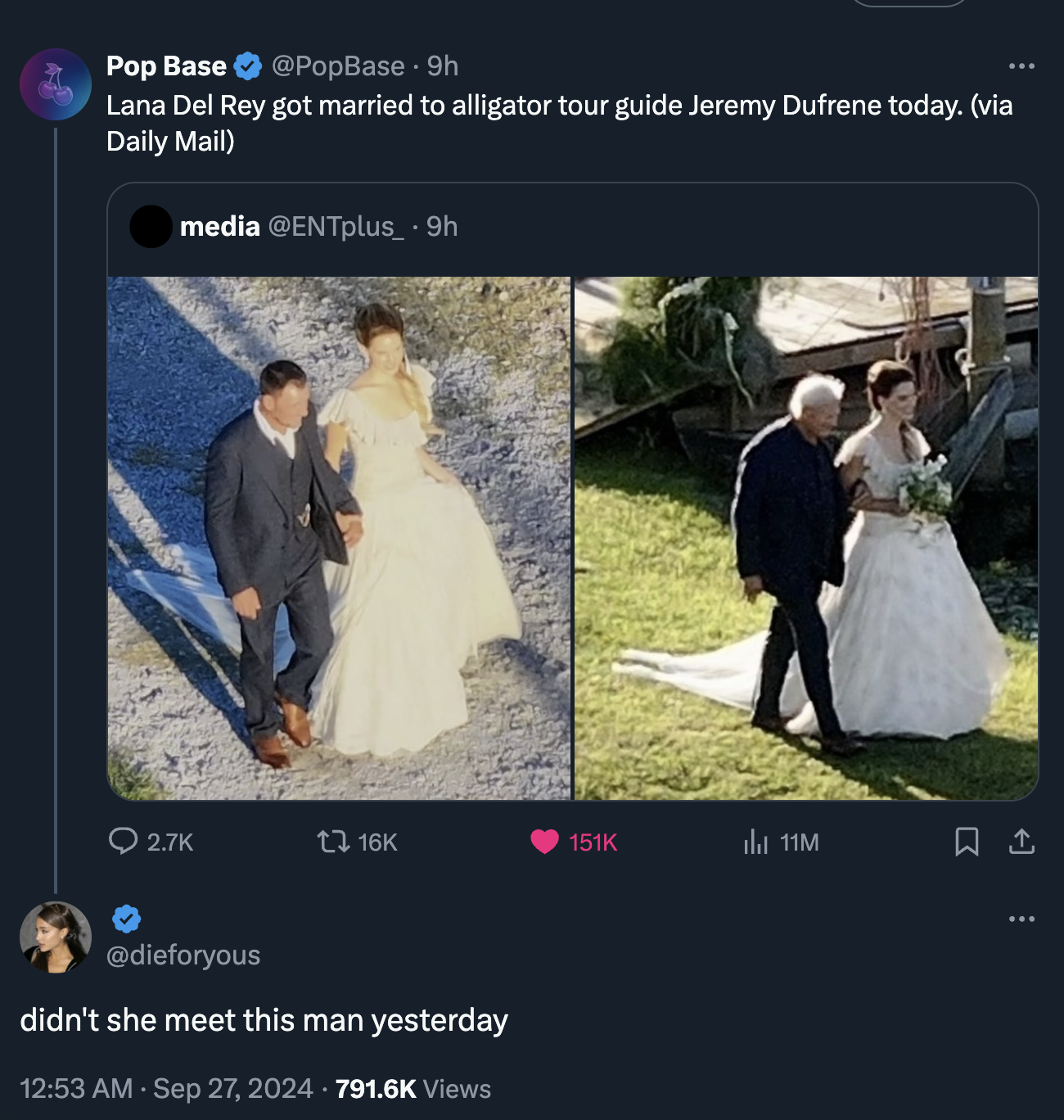17 Tweets Reacting to Lana Del Rey's Wedding to Alligator Tour Guide ...