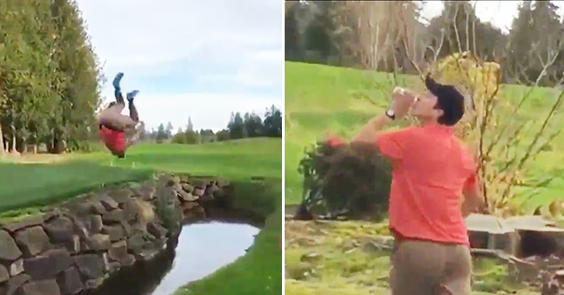 Guy Flips Over Golf Course Pond And Chugs A Cold One - Wtf Video ...