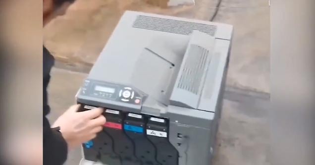 Fed Up Office Workers Explode Old Piece Of Sh*t Printer - Funny Video ...