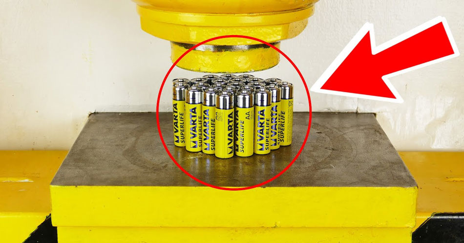 Crushing Batteries With A Hydraulic Press - Wow Video | eBaum's World
