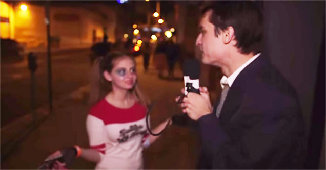 Fake Reporter Interviews Drunk People On Halloween - Video | eBaum's World