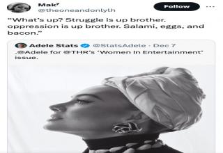 'Madele CJ Walker, Maya Adelou, Adele Badu': Photo of Adele in a Head ...