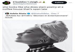 'Madele CJ Walker, Maya Adelou, Adele Badu': Photo of Adele in a Head ...